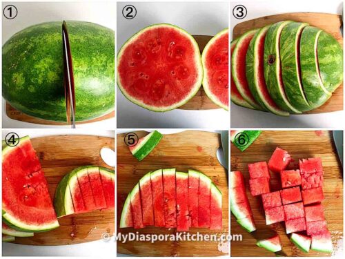 How to cut watermelon into triangles, sticks or cubes - My Diaspora Kitchen